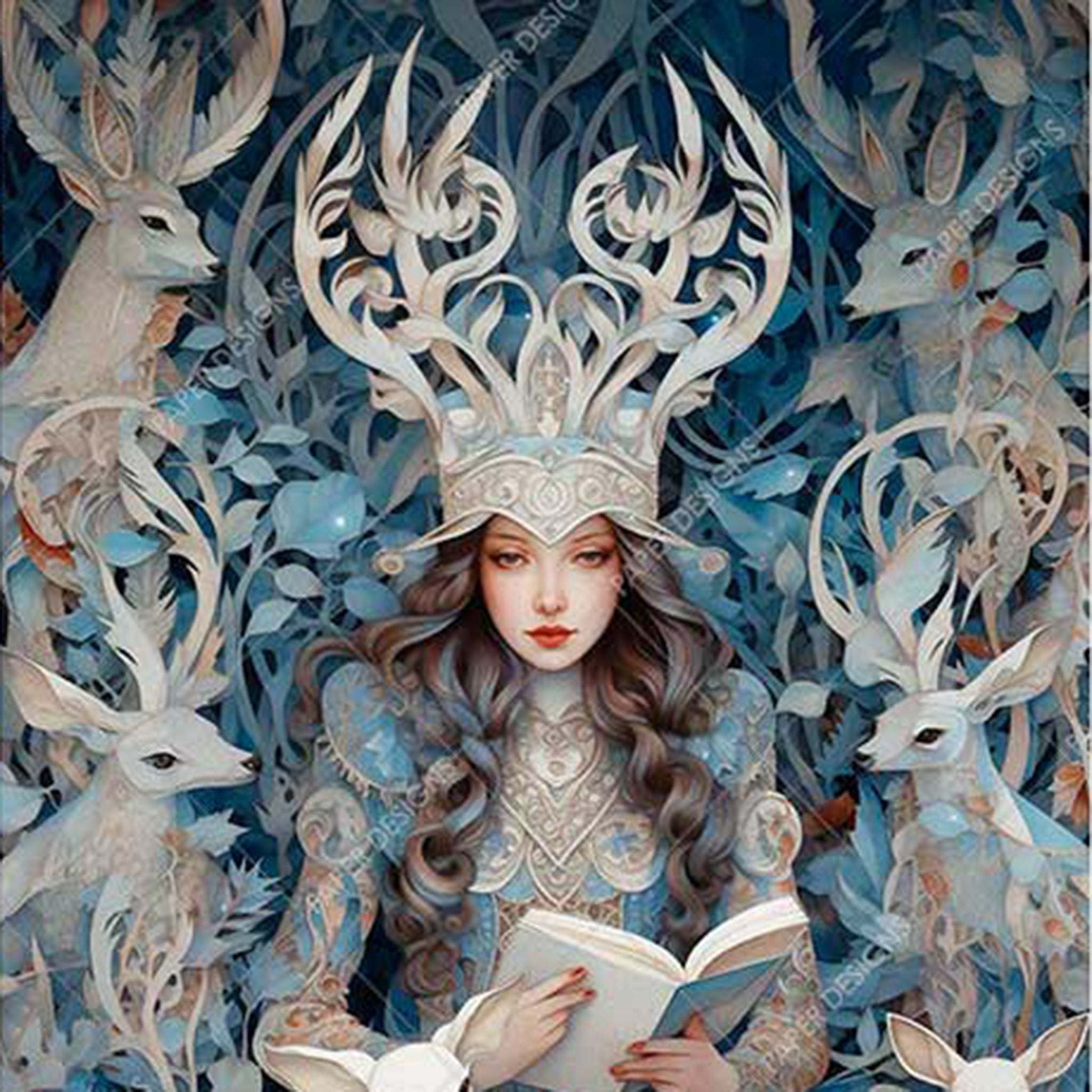 Paper Designs Italy - Enchanted Stag Queen Decoupage Paper (A5 Size ...